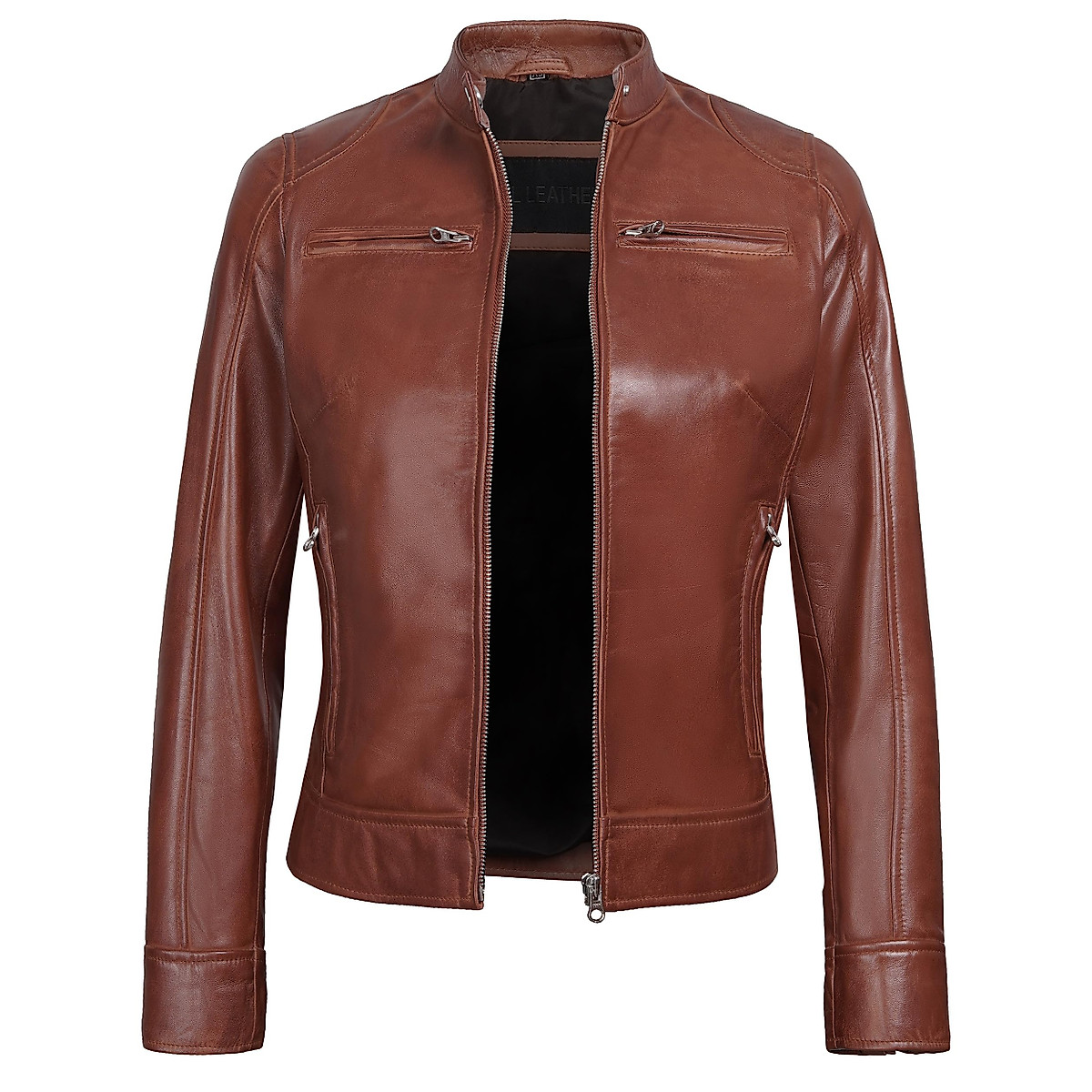 Decrum Womens Brown Leather Jackets Women - Womens Leather Jackets | [1315004] Ddge Cognc, L