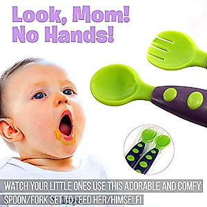 Baby Feeding Gift Set 8PC: Silicone Bib, Masher and Bowl, Spoon and Fork Set, Fruit Feeder with Rattle, Finger Toothbrush and Food Scissors by Bebe N Belle (Yellow)