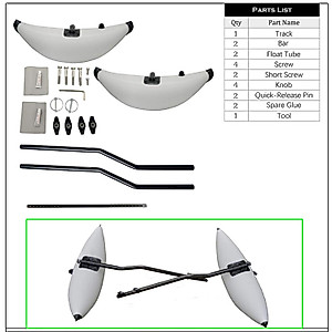 LYNICESHOP Kayak Outrigger, 2 PCS Kayak Stabilizer PVC Inflatable Pontoon Fishing Float Tube Kit - Alloy Floating Inflatable Outriggers Stabilizer Kit for Kayak Canoe Fish (White)