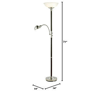 Adesso 4052-15 Lexington 71" Combo 2-Light Floor Lamp, Walnut, Smart Outlet Compatible