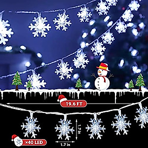 Christmas Lights Snowflake String Lights 19.6 ft 40 LED Fairy Lights Winter Wonderland Lighted Decor for Xmas Garden Patio Bedroom Party Decor Battery Operated Indoor Outdoor Celebration Lighting