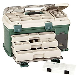Plano 3-Drawer Tackle Box, Green Metallic/Beige, Premium Tackle Storage, Large (737-002)