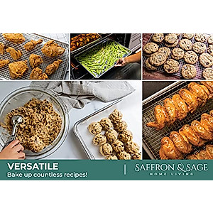 Commercial Quality Cookie Sheet and Rack - Aluminum Half Sheet Baking Pan and Stainless Steel Cooling Rack Set - This 13x18 Baking & Roasting Tray is Rust & Warp Resistant, Heavy Duty, of Thick Gauge