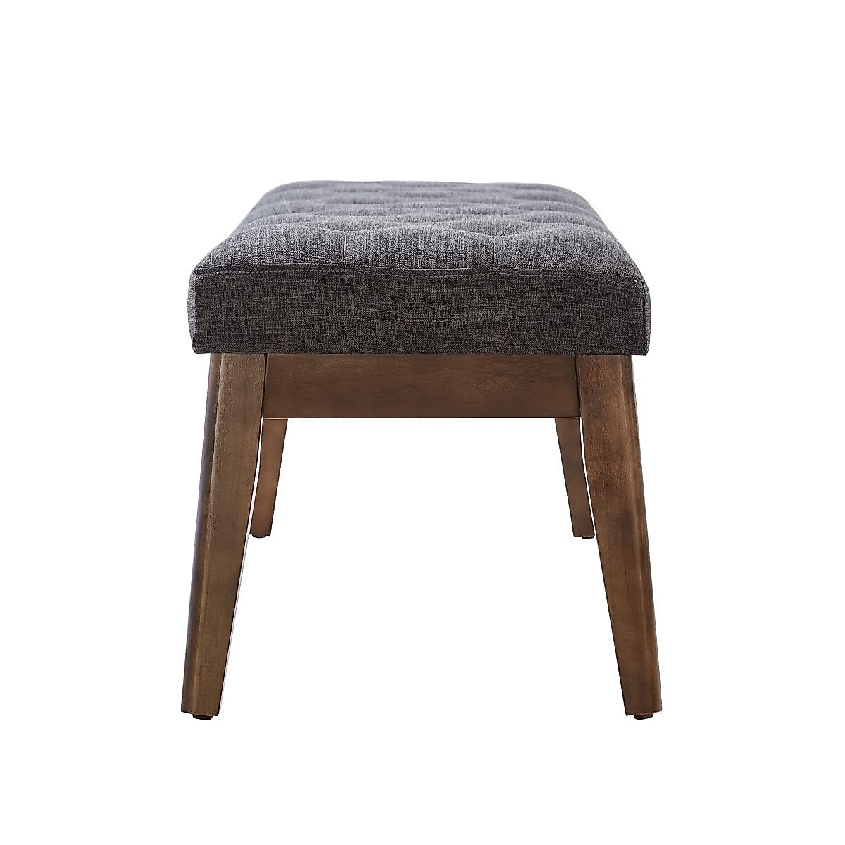 24KF Linen Upholstered Buttons Tufted Entryway Bench with Solid Wood Leg,Bed Bench Ottoman with Padded Seat,5034-Dark Gray