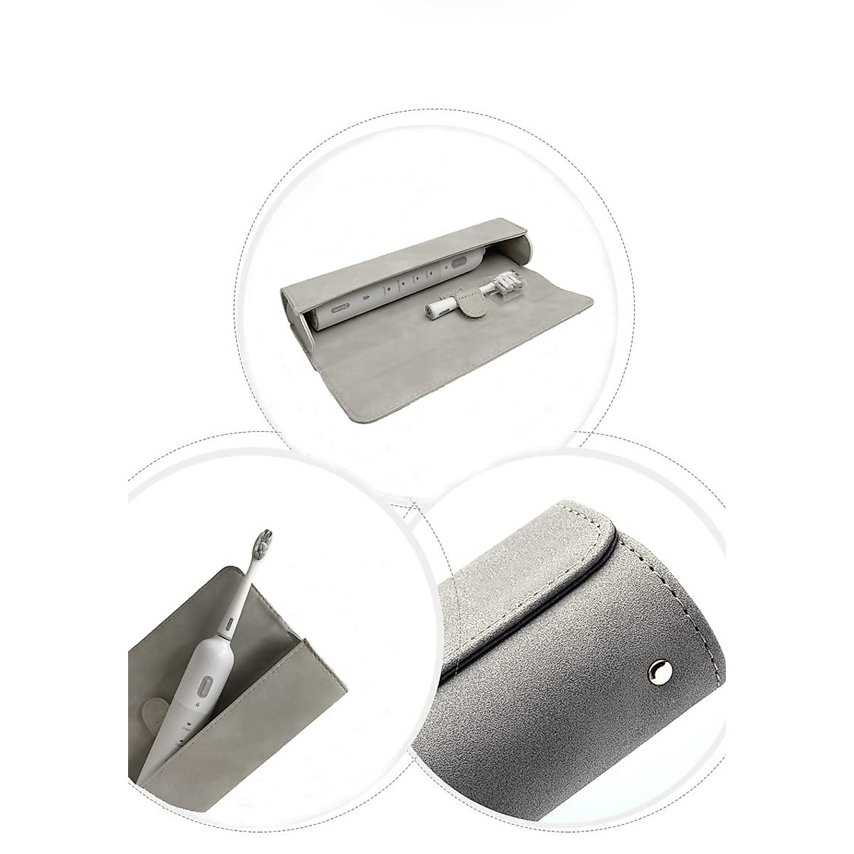 OGUARD Travel Case for Most Electric Toothbrush PU Leather Electric Toothbrush case for Traveling, portable toothbrush holder pen pencil case,travel pen box,Gray*1pcs