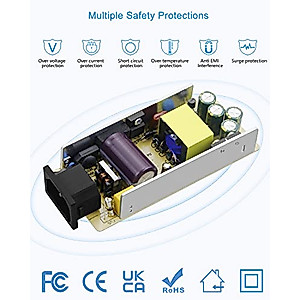 ALITOVE DC 12V 5A Power Supply Adapter Converter Transformer AC 100-240V Input with 5.5x2.5mm DC Output Jack for 5050 3528 LED Strip Module Light