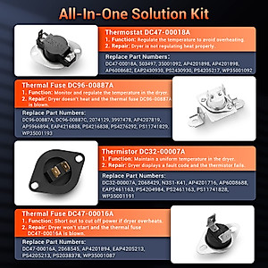 【Upgraded】Heating Element for Samsung Dryer, Dryer Heating Element DC47-00019A for Samsung dv42h5000ew/a3 dv45h7000ew/a2 Dryer Parts, Including DC96-00887A, DC47-00016A, DC47-00018A and DC32-00007A