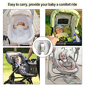 vocheer 2 in 1 Baby Travel Pillow, Baby Head Support Pillow Stroller Pillow with Banana Neck Pillow for Newborn,Light-Grey