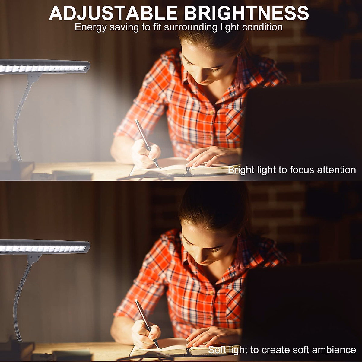 Vshinic Music Stand Light,Clip On Piano Lights 18 LED Orchestra Light Clip On Reading Light,Fully Adjustable No Flicker for Piano,Book Reading, DJ, Craft Work (Powered by AC Adapter AAABatteries)