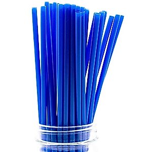 Made in USA Pack of 250 Unwrapped BPA-Free Plastic Slim Drinking Straws (Blue - 10" X 0.21")