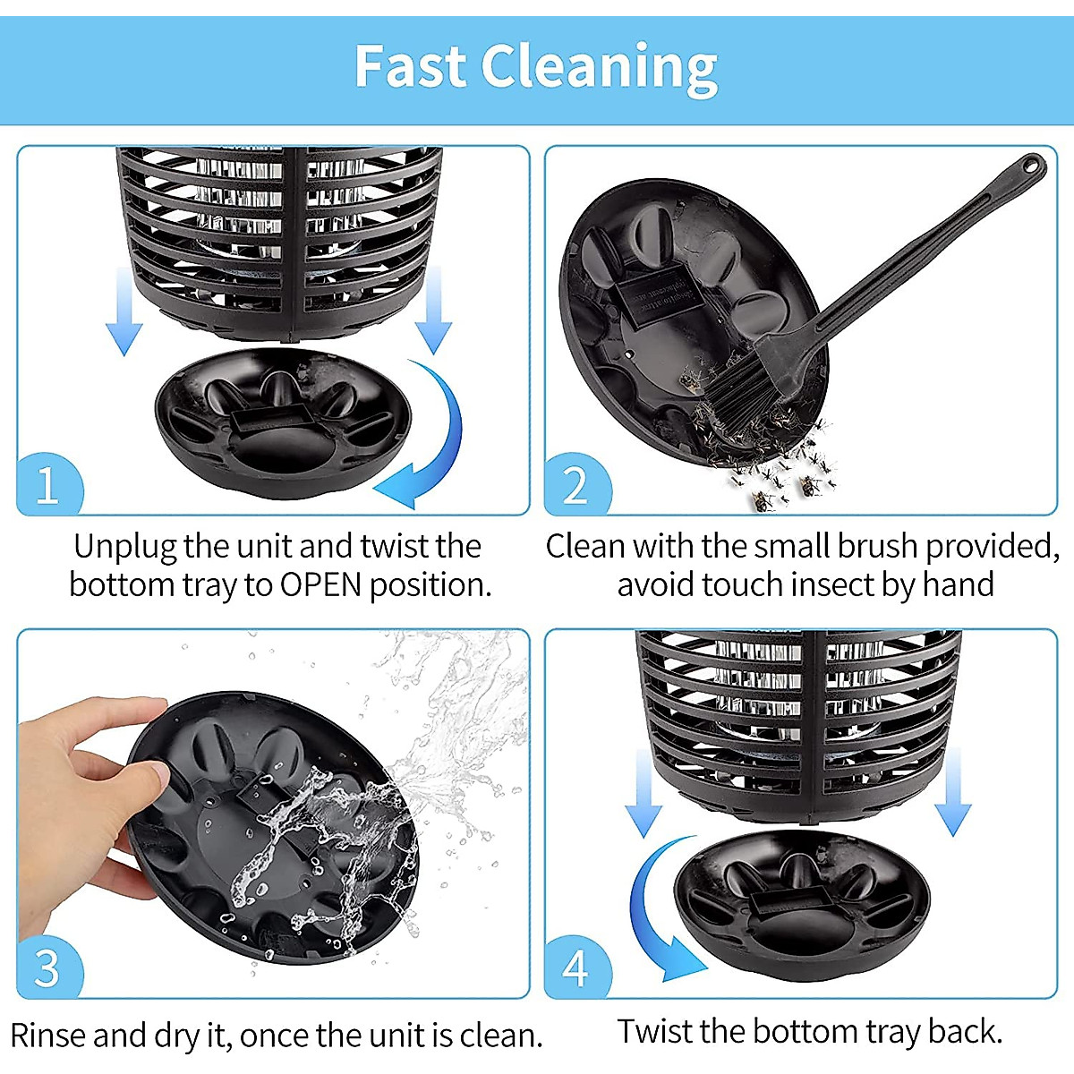 Bug Zapper Outdoor Electric, Mosquito Zapper Indoor, Fly Traps Zapper Instant Killing Grid Plug in, 100-120V, Bug Insect Mosquito Killer with 15W Bulb for Patio Garden Backyard Home