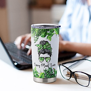 Delsakhula Plant Lady Gifts for Plant Lovers Women Travel Tumbler and Plants Lover Coffee Cup Gardening Gifts for Insulated Stainless Steel Travel Tumbler With Lid 20 OZ