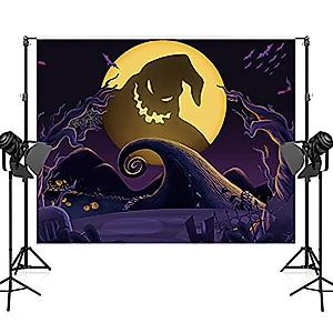 Maijoeyy 7x5ft Nightmare Before Christmas Backdrop Child Kid Halloween Backdrops for Photography Nightmare Before Christmas Props Halloween Party Backdrop Decoration