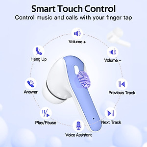 TAGRY Bluetooth Headphones True Wireless Earbuds 60H Playback LED Power Display Earphones with Wireless Charging Case IPX5 Waterproof in-Ear Earbuds with Mic for Smart Phone Laptop TV Computer Sports