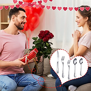 5 Pcs Stainless Steel Cutlery Set I Forking Love You Silverware Set Includes Spoons Forks Knives Gifts for Bride Wedding, Anniversary Kitchen Cutlery for Home Office Restaurant Hotel