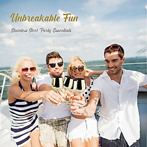 WAIQNNC 2 Pcs Unbreakable Stainless Steel Wine Glasses,18oz Metal Gold Wine Glasses with Wine Stoppers,Wine Aerator Pourer, Opener,Perfect Wine Gifts for Anniversary,Outdoor,Travel,Beach,Camping