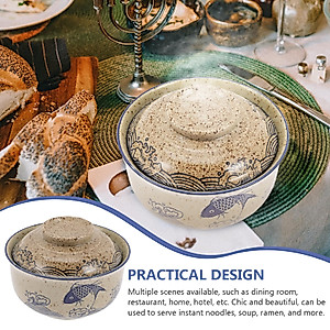 Cabilock Pho Soup Bowls Japanese Ramen Bowls Salad Bowl Japanese Style Noodle Bowl Ceramic Ramen Bowl Noodle Bowl Food Serving Bowl with Lid Ceramic Ramen Bowl Pho Soup Bowls Ceramic Pasta Bowl