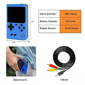 Handheld Game for Children, Portable Retro Video Game with 500 Classic FC Games 2.8-Inch Color Screen, Retro Mini Game, Support TV Connection & Two Players