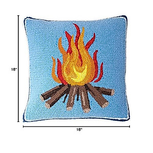 Plow and Hearth Indoor/Outdoor Hooked Polypropylene Campfire Throw Pillow