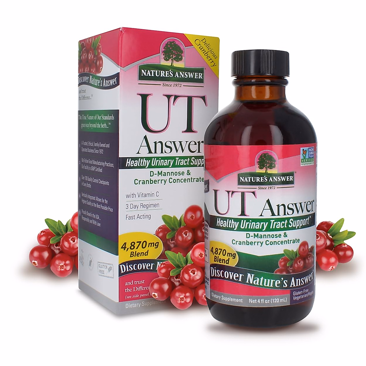 Nature's Answer UT Answer | Urinary Tract System Support | Cranberry Flavor Dietary Supplement | Alcohol-Free, Gluten-Free, Not Tested on Animals & Vegan 4oz