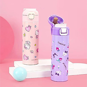 Hello Kitty Stainless Steel Insulated Water Bottle with Handle 500ml - Purple
