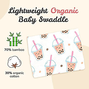 The Wee Bean Baby Swaddle Blanket, Organic Cotton and Bamboo Muslin Blanket, Soft, Breathable, & Multipurpose Baby Blankets for Boys & Girls, Japan Sushi Design, 47 x 47 Inches