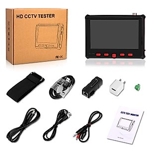 SGEF CCTV Tester 4-in-1 Portable Camera Tester HD 8MP AHD/TVI/CVI/CVBS Analog Tester 4.3-inch LCD Moniter Analog Video Test Cable Test PTZ Control 12V Power Output UTC OSD Control (6300W)