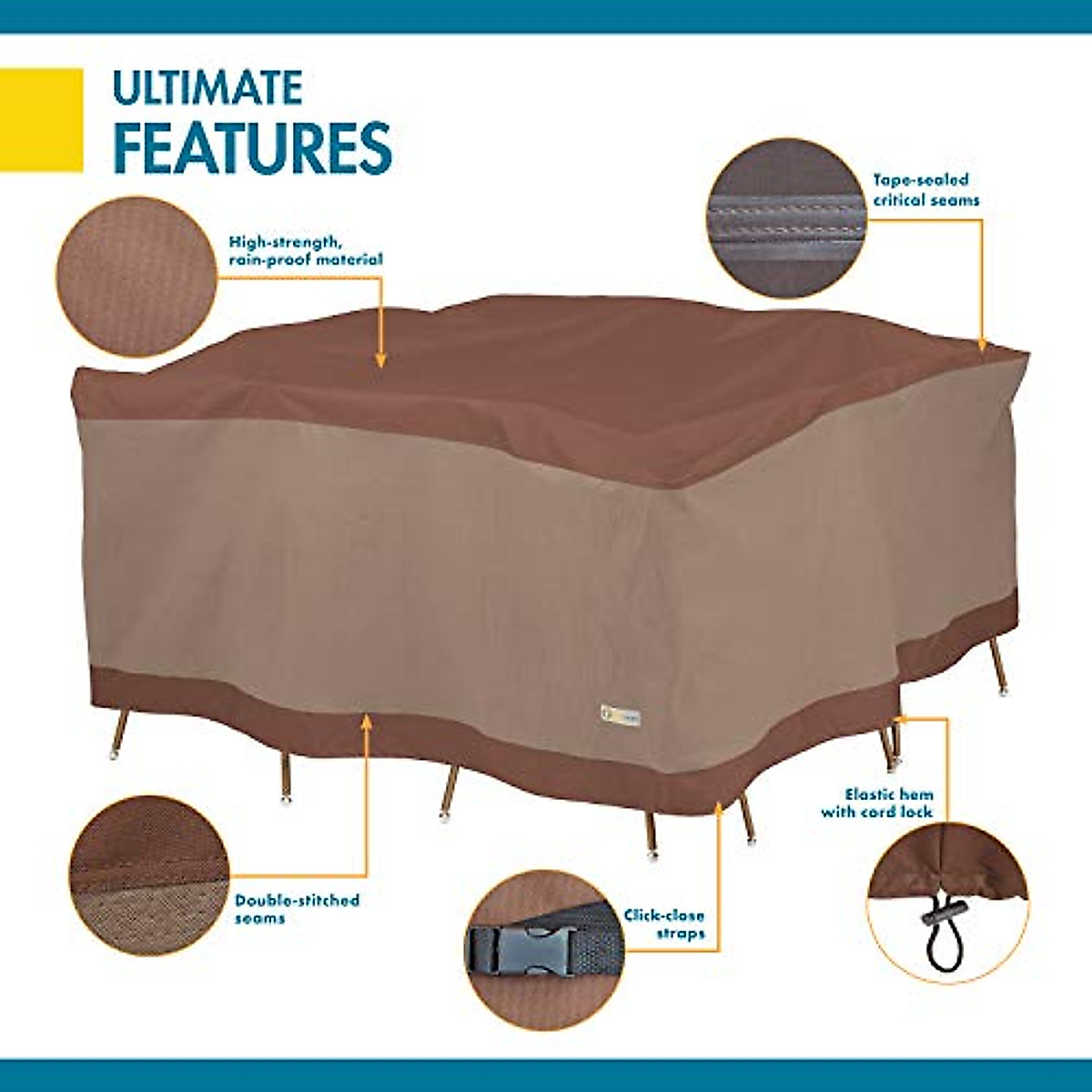 Duck Covers Ultimate Waterproof Square Patio Table and Chair Set Cover, 74 Inch