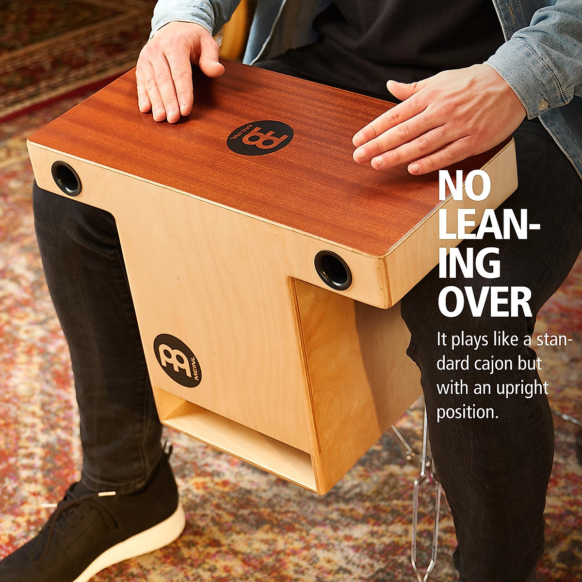 Meinl Percussion Turbo Slaptop Cajon Box Drum with Internal Snares and Bass for Acoustic Music — NOT Made in China — Play with Your Hands, Mahogany, 2-Year Warranty (TOPCAJ2MH)