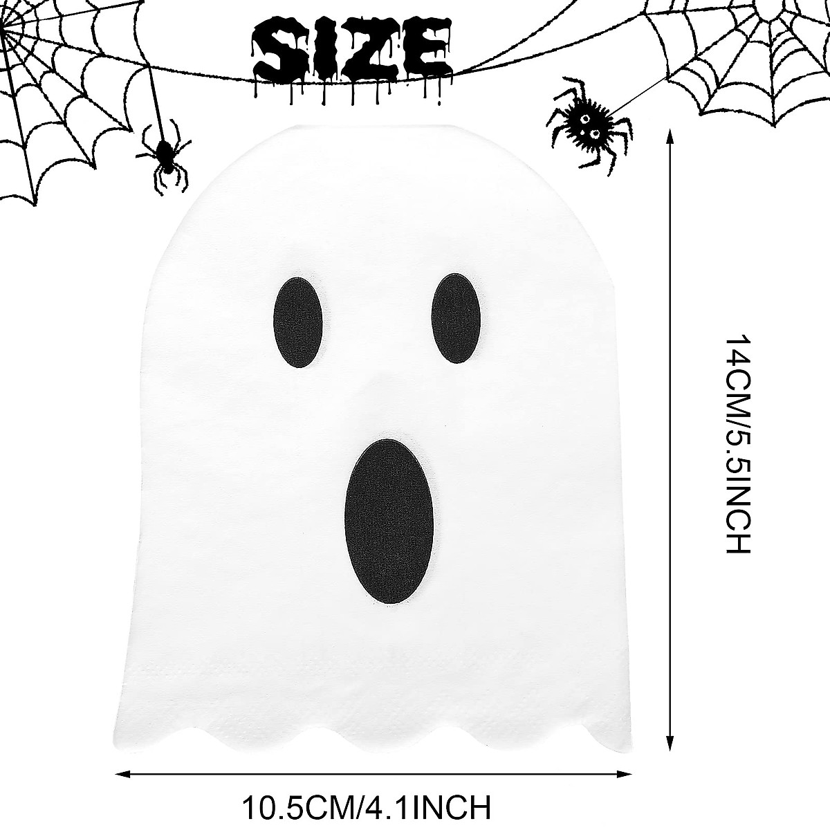 100 Pieces Ghost Napkins Halloween Napkins White Ghost Folded Halloween Napkins Disposable 2 Ply Halloween cocktail Napkins Tableware Decoration for Home Dinner Holiday Party Supplies(Basic)