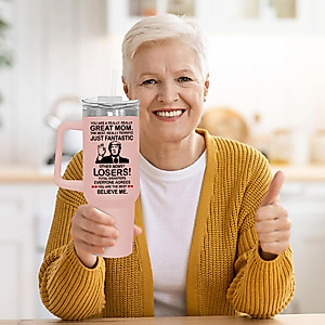 Mothers Day Gifts for Mom from Daughter, Son, Kids - Great Mom Coffee Tumbler on Birthday, Christmas, Durable Stainless Steel, Insulated for Hot or Cold Drinks, Ideal Gift for Mothers 40oz, Pink