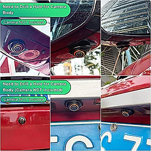 GreenYi AHD 720P Reverse Rear Cam Backup/Front/Side View Camera with Gold Rim + Hidden/Flush Mount Holder Shell