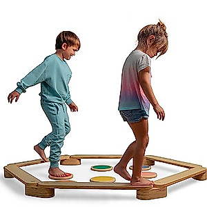 Avenlur Majesty Wooden Balance Beam, Stepping Stones, Obstacle Course - Montessori Waldorf Style Indoor Gym Playset for Kids, Toddlers & Children (2-8 yrs) - Enhance Coordination and Motor Skills