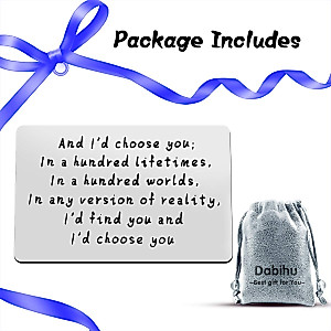 Engraved Wallet Insert Card Husband Gifts from Wife Boyfriend Gifts Anniversary Valentines Gifts for Men I'd choose you Metal Cards Birthday Card Gifts for Husband Wedding Day Gift for Groom Fiance