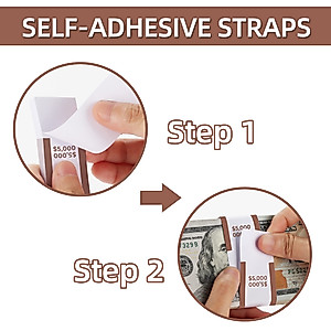 Money Bands 550 Pack for Cash Self Adhesive Wrappers for Bills Currency Straps for Dollar Wraps Organizer($5000 / Brown)