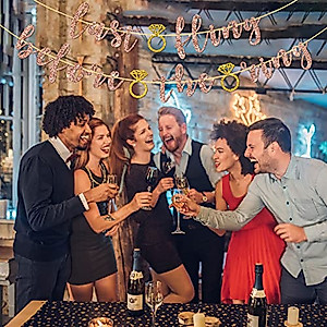 Halodete Last Fling Before the Ring Banner, Engaged Banner, Bridal Shower, Wedding Party Garland Bunting Decorations - Rose Gold Glitter