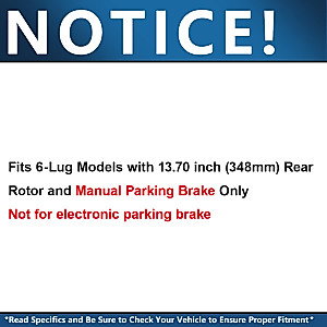 Detroit Axle - Rear Brake Kit for 12-20 Ford F-150 Disc Brake Rotors 2012 2013 2014 2015 [Manual Parking Only] 2016 2017 2018 2019 2020 Ceramic Brakes Pads 6 Lug : 13.70" inch Rotor