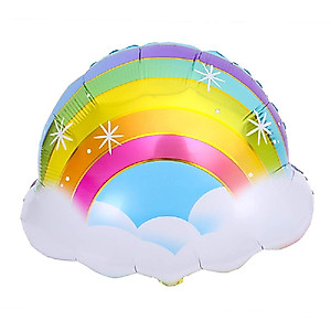 Rainbow Cloud Mylar Balloons Smile Cloud Aluminum Foil Balloons for Baby Shower Rainbow Themed Party Birthday Decoration Supplies 6PCS