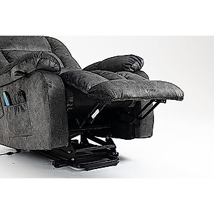 ERYE Electric Power Lift Recliner Chair Sofa for Elderly with Massage and Heat, 3 Positions Adjustable,2 Side Pockets Armchair, Charcoal Gray Microfiber Upholstery