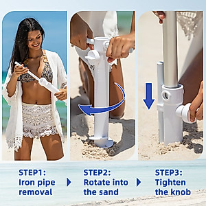 AMMSUN Beach Umbrellas for Sand Heavy Duty Wind Portable, 6.5 ft Beach Umbrella with Sand Anchor & UV Protection, Outdoor Patio Umbrella with Carry Bag for Beach Patio Garden Outdoor, Blue