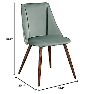 Wonder Comfort Velvet Modern Upholstered Side Dining Chair for Kitchen Living Room with Metal Legs, Green