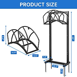 GREENER Garden Hose Holder GREENER Freestanding Heavy Duty Water Hose Holder Detachable Metal Hose Hanger Holds 150-feet Hose,Outdoor Hose Stands Hose Holder Storage Rack For Outside Yard Lawn, Black