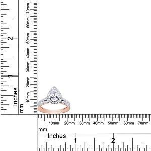 SAVEARTH DIAMONDS 14K Solid Rose Gold PearLab Grown Diamond Halo Bridal Wedding Ring Band Set 1 Cttw Jewelry For Women (Color-G-H,Clarity-VS-SI) - 5.5