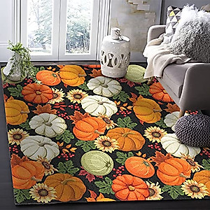 Pumpkin Area Rug Door Mat Fall Thanksgiving Harvest Season Indoor Floor Carpet for Living Room Bedroom Home Decor Modern Contemporary Rug, 4'x6'