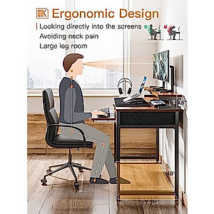 ODK Computer Desk with Keyboard Tray and Drawers, 48 inch Office Desk with Storage, Writing Desk with Monitor Shelf, Work Desk Workstation for Home Office/Bedroom, Rustic Brown