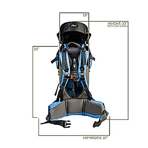 ClevrPlus Canyonero Camping Baby Backpack Hiking Kid Toddler Child Carrier with Stand and Sun Shade Visor, Blue