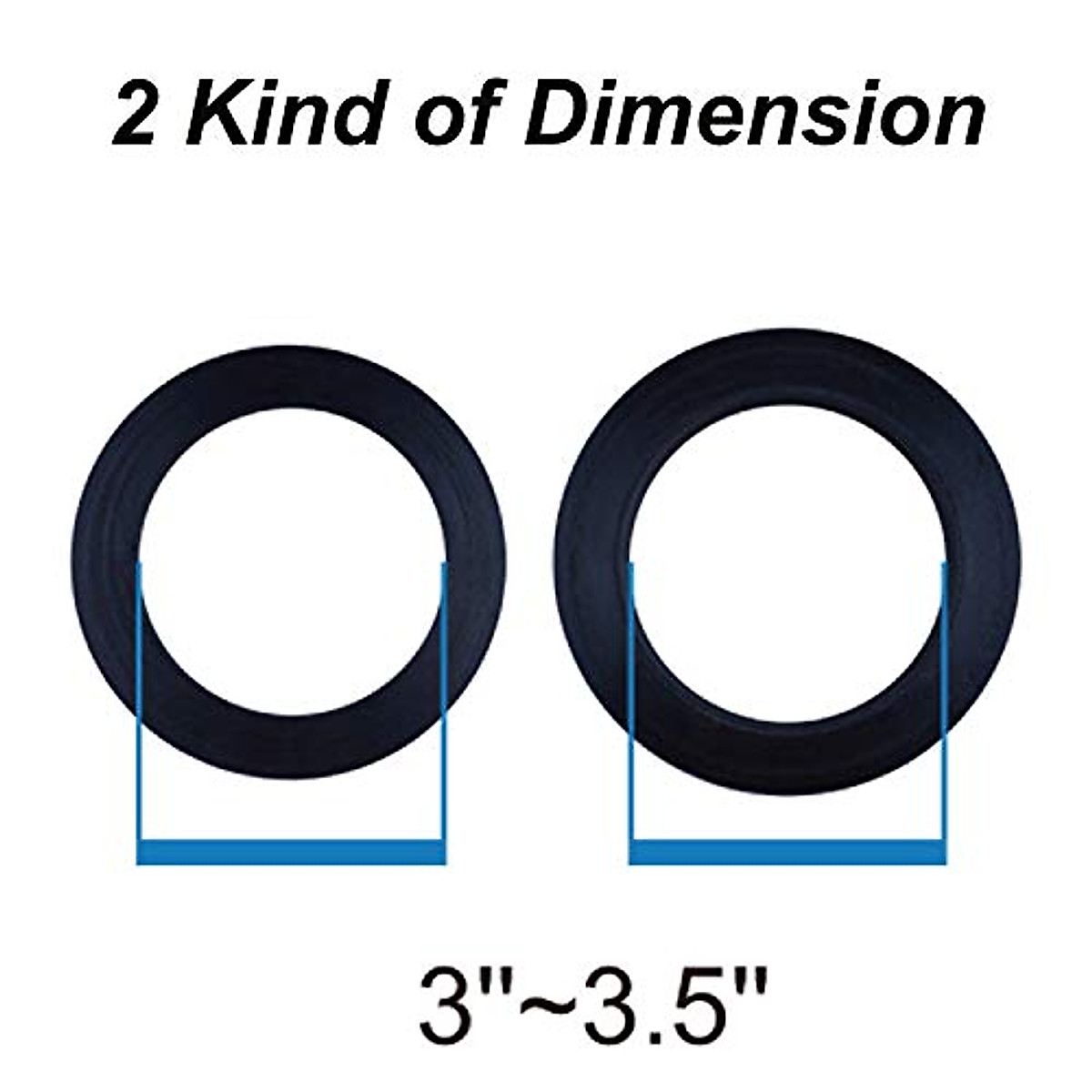 Hibbent Universal Toilet Tank To Bowl Gaskets with 3 Set Brass Hardware Kits Fits Most 3-Inch 3.5-Inch flush valve opening 2-Piece Toilet Tanks