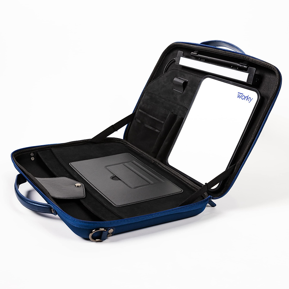 Worky 12-in-1 Office Everywhere Portable Briefcase Workstation, Blue, 2.8 lbs