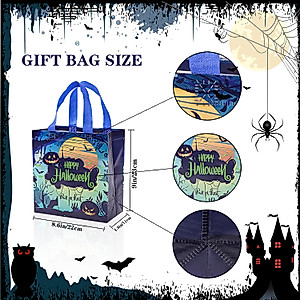 Jaywayang 12Pcs Halloween Trick or Treat Bags, Halloween Tote Bags with Handles for Kids, Halloween Reusable Non-Woven Gift Bags for Gifts Wrapping, Halloween Party Supplies.
