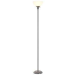 Catalina 20641-000 Traditional 3-Way Metal Torchiere Floor Lamp with White Plastic Shade, Silver Classic